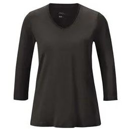 3/4-Arm-Shirt GOLDNER "Shirt mit V-Ausschnitt", Damen, Gr. 42, schwarz, Obermaterial: 100% Baumwolle CO., Casual, Gerade, Shirts 3/4-Arm-Shirt, keine/nicht relevant