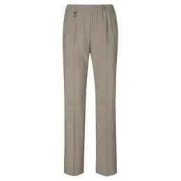 Schlupfhose GOLDNER "Elegante Stretchhose mit Komfortbund", Damen, Gr. 46, N-Gr, beige (taupe, melange), Obermaterial: 53% Polyester PES. 43% Schurwolle WV. 4% Elasthan EL., normal, Hosen Schlupfhose, Bund mit dekorativem Zierteil
