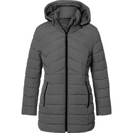 Damen Steppjacke mit abnehmbarer Kapuze anthrazit, Gr&ouml;&szlig;e 48