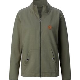Damen Shirtjacke mit K&auml;nguru-Taschen khaki, Gr&ouml;&szlig;e 36