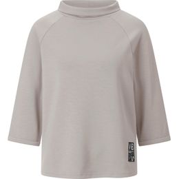 CR&Eacute;ATION L Damen 3/4-Arm-Shirt mit halsfernem Rollkragen hellgrau Gr&ouml;&szlig;e 36