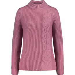 Damen Langarm-Pullover mit Zopfmuster altrosa, Gr&ouml;&szlig;e 46