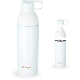 Berger Edelstahl Trinkflasche mit 2-in-1 Deckel 550 ml - wei&szlig; matt - Isolierflaschen & Isobeh&auml;lter