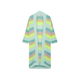 Senses.the Label Bunt gestreifter Long Cardigan KAL:LIE mit weiten &Auml;rmeln Damen Gr&ouml;&szlig;e M/L gr&uuml;n / neongr&uuml;n