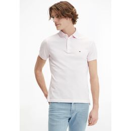 Poloshirt Tommy Hilfiger "1985 SLIM POLO", Herren, Gr. S (46), rosa (light pink), Piqu&eacute;, Obermaterial: 96% Baumwolle, 4% Elasthan, bestickt, unifarben, Shirts Poloshirt, Markenstickerei, aus Baumwoll-Piqu&eacute;