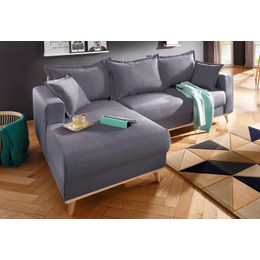 Ecksofa Home Affaire "Edina L-Form", grau, B:228cm H:83cm T:151cm, Webstoff (100% Polyester);Baumwollmix (50% Baumwolle, 50% Polyester);Baumwollmix (50% Baumwolle, 50% Polyester), Sofas, Ecksofa, auch in Baumwollmix-Bezug, im skandinavischem Stol