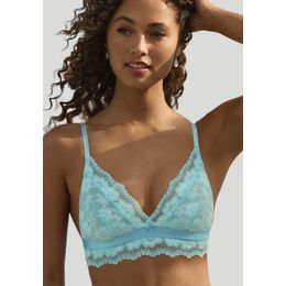 Bralette-BH Lascana, Damen, Gr. 32, N-Gr, blau (t&uuml;rkis), Spitze, Obermaterial: 86% Polyamid, 10% Elasthan, 4% Polyester, BHs Bralette-BH, ohne B&uuml;gel aus elastischer Jacquardspitze, sexy Dessous