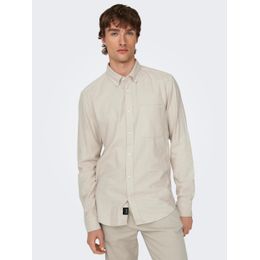 Only & Sons Langarmhemd ONLY & SONS "ONSGUDMUND SLIM 1-PKT SOLID SHIRT NOOS", Herren, Gr. S, N-Gr, beige (silber lining), Web, Obermaterial: 100% Baumwolle, unifarben, slim fit, Rundhals, 2-Knopf-Manschette, Hemden Langarmhemd