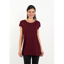 Longshirt Seidel Moden, Damen, Gr. 48, rot (bordeaux), Jersey, Obermaterial: 94% Viskose, 6% Elasthan, unifarben, normal Po-bedeckend, Rundhals, angeschnitten abgesteppte Kante, Shirts Longshirt, MADE IN GERMANY, Topseller