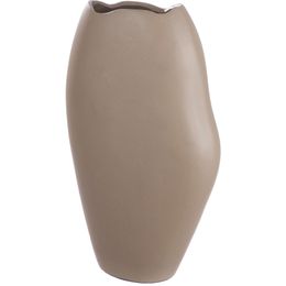 Tischvase CASABLANCA BY GILDE "Helena, Dekovase", beige (beige, braun), B:21cm H:33cm T:8cm, Aluminium, Vasen, Tischvase, Vase aus Aluminium, mit geschwungenem Rand, H&ouml;he ca. 33 cm