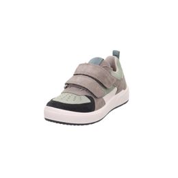 Sneaker Superfit "MAVERICK WMS: weit", Jungen, Gr. 30, grau kombiniert, Nappaleder, Textil, Veloursleder, mehrfarbig, Schuhe Sneaker, Klettschuh, mit herausnehmbarem Fu&szlig;bett, Gr&ouml;&szlig;enschablone zum Download