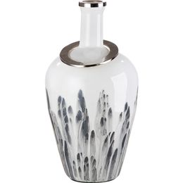 Bodenvase Gilde "Statuario", grau (grau, wei&szlig;), B:34cm H:56cm T:34cm &Oslash;:34cm, Glas, Vasen, Bodenvase, durchgef&auml;rbtes Glas, mit Metallring