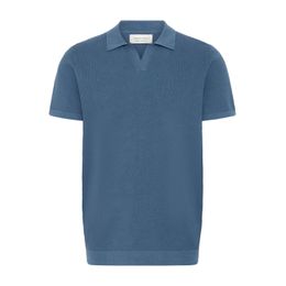 Poloshirt Casual Friday "Poloshirt CFMateo", Herren, Gr. S, blau (bering sea), Obermaterial: 70% Baumwolle CO. 30% Leinen LI., Shirts Poloshirt