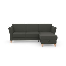 Sit & More Ecksofa SIT & MORE "Visby L-Form", grau (anthrazit), B:248cm H:87cm T:162cm, Sofas, Ecksofa, Wahlweise mit Bettfunktion und Bettkasten, frei im Raum stellbar
