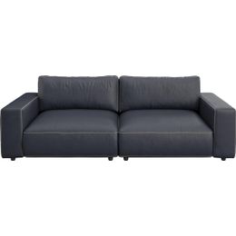 Big-Sofa Musterring "LUCIA", schwarz (schwarz puro), B:252cm H:81cm T:124cm, Flachgewebe FLORIS (100% Polyester);Flachgewebe VALMONT (60% Baumwolle/ 40% Leinen);Microfaser CRONA (100% Polyester), Sofas, Big-Sofa, in vielen Qualit&auml;ten und 4 unterschiedlichen N&auml;hten, 2,5-Sitzer
