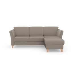 Sit & More Ecksofa SIT & MORE "Visby L-Form", braun (latte), B:248cm H:87cm T:162cm, Sofas, Ecksofa, Wahlweise mit Bettfunktion und Bettkasten, frei im Raum stellbar