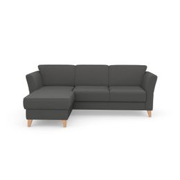 Sit & More Ecksofa SIT & MORE "Visby L-Form", grau, B:248cm H:87cm T:162cm, Sofas, Ecksofa, Wahlweise mit Bettfunktion und Bettkasten, frei im Raum stellbar
