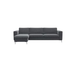 Ecksofa FLEXLUX "Fiore, super Sitzkomfort durch Kaltschaum im Sitz, L-Form", grau (soft grau), B:262cm H:85cm T:92cm, 100% Polyester, Sofas, Ecksofa, breite Armlehnen, Kaltschaum, F&uuml;&szlig;e Alu