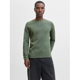 Jack & Jones Rundhalspullover JACK & JONES "JJEHILL KNIT CREW NECK NOOS", Herren, Gr. S, laurel wreath detail:twist, Strick, Obermaterial: 100% Baumwolle, unifarben, regular fit normal, Rundhals, gerader Abschluss, Pullover Rundhalspullover, Baumwolle, regular fit