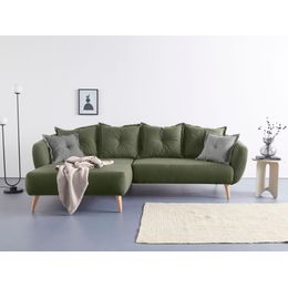 Ecksofa Home Affaire "Baggio formsch&ouml;ne Polsterecke, bequem, Breite 277cm, L-Form", gr&uuml;n, B:277cm H:80cm T:162cm, Sofas, Ecksofa, Zierkissen inklusive