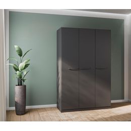 Dreht&uuml;renschrank Rauch "Kleiderschrank Schrank Garderobe Garderobenschrank Stauraumwunder MODI", grau (graumetallic), B:136cm H:210cm T:54cm, Holzwerkstoff, Schr&auml;nke, Dreht&uuml;renschrank, optional mit Spiegel MADE IN GERMANY