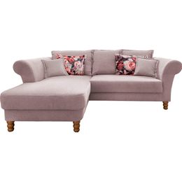 Ecksofa Home Affaire "Tassilo Mega Polsterecke mit Kaltschaum im Sitz, bequem, L-Form", rosa (flamingo), B:262cm H:95cm T:198cm, 100% Polyester, Sofas, Ecksofa