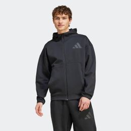 Kapuzensweatshirt adidas Sportswear "M Z.N.E. FZ", Herren, Gr. L, schwarz, Obermaterial: 57% Polyester, 43% Baumwolle, normal, Rundhals, Sweatshirts Kapuzensweatshirt, f&uuml;r sportliche Aktivit&auml;ten, aus Polyester und Baumwolle