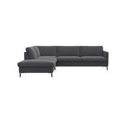 Ecksofa FLEXLUX "Fiore, L-Form", grau (dervit grau), B:266cm H:85cm T:225cm, 100% Polyester, Sofas, Ecksofa, schmale Armlehnen, Kaltschaum, F&uuml;&szlig;e Alu+schwarz