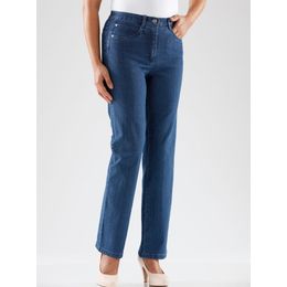 Dehnbund-Jeans Casual Looks, Damen, Gr. 22, Kurzgr&ouml;&szlig;en, blau (blau, stone, washed), 78% Baumwolle, 20% Polyester, 2% Elasthan, unifarben, lang, Jeans Dehnbund-Jeans