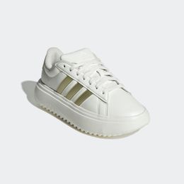 Sneaker adidas Sportswear "GRAND COURT PLATFORM", Damen, Gr. 39, wei&szlig; (core wei&szlig;, gold metallic, sanftes wei&szlig;), Synthetik, Schuhe Sneaker, Design auf den Spuren des adidas Superstar