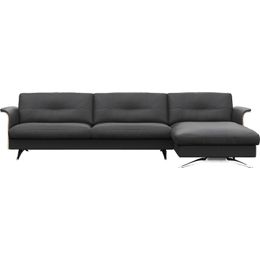 Ecksofa FLEXLUX "Glow, super bequem durch hochwertigem Sitzaufbau mit Federkern, L-Form", schwarz (deep schwarz), B:305cm H:81cm T:158cm, 100% Echteder, Sofas, Ecksofa, Modernes skandinavisches Design