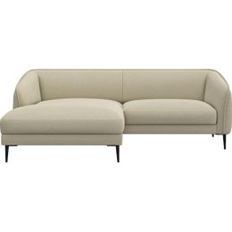 Ecksofa FLEXLUX "Belle Designsofa, bequem durch Kaltschaum im Sitz", beige (sandy beige), B:218cm H:74cm T:149cm, 100% Polyester, Sofas, Ecksofa, Skandinavisches Design, In hochwertiger Verarbeitung, B/T 218/149 cm