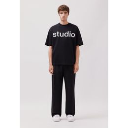 T-Shirt STUDIO SEIDENSTICKER "Studio", Herren, Gr. L, schwarz, 100% Baumwolle, unifarben, oversize, Rundhals, Shirts T-Shirt, 1/2 Rundhals