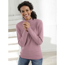 Rollkragenpullover Casual Looks "Pullover", Damen, Gr. 50, rosa (altros&eacute;), 50% Baumwolle, 50% Polyacryl, meliert, unifarben, figurumspielend, Pullover Rollkragenpullover