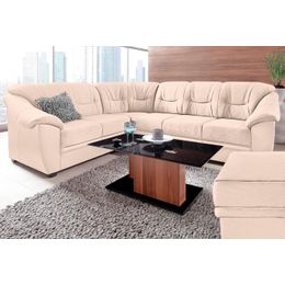 Sit & More Ecksofa SIT & MORE "Savona L-Form, B: 262 cm", beige (natur), B:262cm H:90cm T:212cm, PRIMABELLE-Microfaser (100% Polyester);SOFTLUX/Struktur (Korpus in Kunstleder, Sitz und R&uuml;cken in Strukturstoff aus 75% Polyester und 25% Viskose);Kunstleder SOFTLUX;NaturLEDER (echtes Rindsleder), Korpus in Kunstleder SOFTLUX, Sofas, Ecksofa, optional Bettfunktion, Federkern