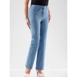 Dehnbund-Jeans Casual Looks, Damen, Gr. 20, Kurzgr&ouml;&szlig;en, blau (blau, bleached), 78% Baumwolle, 20% Polyester, 2% Elasthan, unifarben, lang, Jeans Dehnbund-Jeans