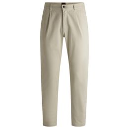 Chinohose BOSS Orange "Pleated", Damen, Gr. 32, L&auml;nge 32, beige (light beige271), Web, Obermaterial: 97% Baumwolle, 3% Elasthan, unifarben, gerade lang, Hosen Chinohose, mit Markenlogo