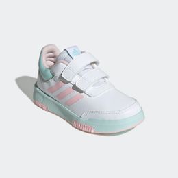 Klettschuh adidas Sportswear "TENSAUR HOOK AND LOOP", M&auml;dchen, Gr. 34, wei&szlig; (cloud wei&szlig;, clear pink, semi flash aqua), Synthetik, Textil, Schuhe Klettschuh, f&uuml;r Kinder & Jugendliche