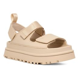 UGG Australia Plateausandale UGG "GOLDENGLOW", Damen, Gr. 11 (42), beige (hellbeige), Synthetik, Textil, unifarben, Schuhe Plateausandale, Sommerschuh, Strandschuh, Plateausandale mit Klettverschl&uuml;sse