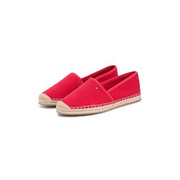 Espadrille Tommy Hilfiger "FLAG CANVAS ESPADRILLE", Damen, Gr. 39, rot, Baumwolle, unifarben, Schuhe Espadrille, Slipper,Flats,Bequemschuh mit Jutebezug und Ziern&auml;hten, schmale Form