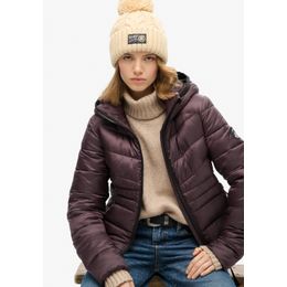 Steppjacke Superdry "HOODED FUJI QUILT PADDED JKT", Damen, Gr. XS, lila (smoky aubergine lila), Web, Obermaterial: 100% Polyester, unifarben, slim fit, Jacken Steppjacke