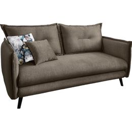 3-Sitzer Home Affaire "Lazio", braun, B:183cm H:97cm T:110cm, 100% Polyester;Wendekissen: 100% Polyester, Sofas, 3-Sitzer, inklusive 1 Stk. Wende- und 1 Stk. Zierkissen