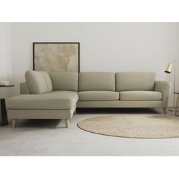 Ecksofa Home Affaire "MARSEILLE 278/202 cm, L-Form, Ottom. rechts/links, verschiedene Bez&uuml;ge", beige, B:278cm H:88cm T:202cm, Webstoff (100% Polyester);Struktur fein (58% Polyester, 22% Polypropylen);Filzoptik (100% Polyester), Sofas, Ecksofa, Massivholzbeine Eiche, Landhausstil, Wellenunterfederung