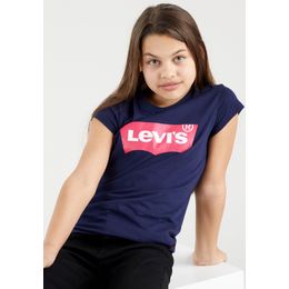 T-Shirt LEVI'S KIDS "LVG BATWING TEE", M&auml;dchen, Gr. 3/98, blau (peacoat, tea), Jersey, Obermaterial: 60% Baumwolle, 40% Polyester, bedruckt, Basic schmal h&uuml;ftlang, Rundhals, abgesteppte Kante, Shirts T-Shirt, for GIRLS