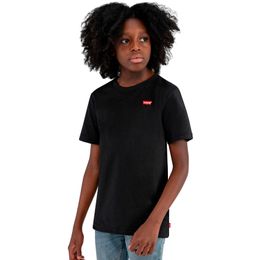T-Shirt LEVI'S KIDS "LVB BATWING CHEST HIT", Jungen, Gr. 12/152, schwarz, Single Jersey, Obermaterial: 60% Baumwolle, 40% Polyester, unifarben, Basic schmal h&uuml;ftlang, Rundhals, abgesteppte Kante, Shirts T-Shirt, Mit Logo Stickerei for BOYS