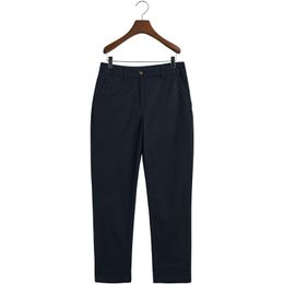 Chinohose Gant "SLIM CHINOS", Damen, Gr. 40, N-Gr, blau (evening blau), Web, Obermaterial: 98% Baumwolle, 2% Elasthan, unifarben, slim fit kn&ouml;chelfrei, Hosen Chinohose, mit verk&uuml;rzter L&auml;nge