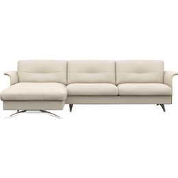 Ecksofa FLEXLUX "Glow, super bequem durch hochwertigem Sitzaufbau mit Federkern, L-Form", wei&szlig; (warm wei&szlig;), B:273cm H:81cm T:158cm, 100% Echteder, Sofas, Ecksofa, Modernes skandinavisches Design