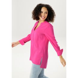 Longbluse Aniston SELECTED, Damen, Gr. 40, pink, Web, Obermaterial: 100% Viskose, unifarben, Basic, l&auml;ssig geschnitten lang, V-Ausschnitt, lange Manschette, Blusen Longbluse, mit extra-langen Manschetten, Topseller