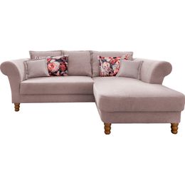 Ecksofa Home Affaire "Tassilo Mega Polsterecke mit Kaltschaum im Sitz, bequem, L-Form", rosa (flamingo), B:262cm H:95cm T:198cm, 100% Polyester, Sofas, Ecksofa