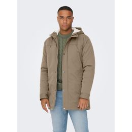 Only & Sons Parka ONLY & SONS "ONSALEXANDER LIFE PARKA OTW VD", Herren, Gr. XL, walnut, Web, Obermaterial: 100% Polyester, unifarben, regular fit Po-bedeckend, gerader Abschluss, Jacken Parka, Polyester, regular fit